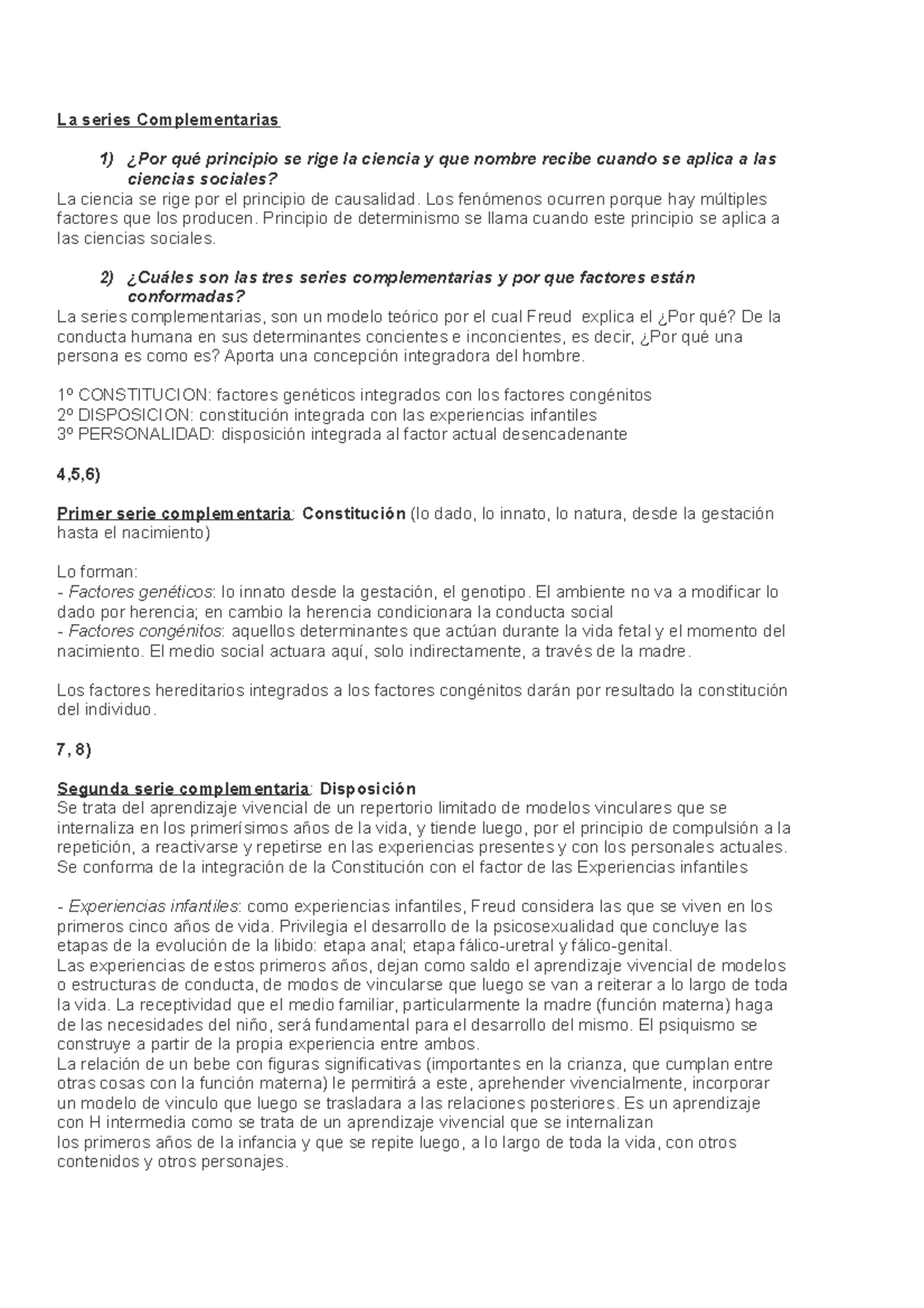 Resumen Primer Parcial. Psicologia. UNQ 2019 - La series Complementarias ¿Por qué principio se ...