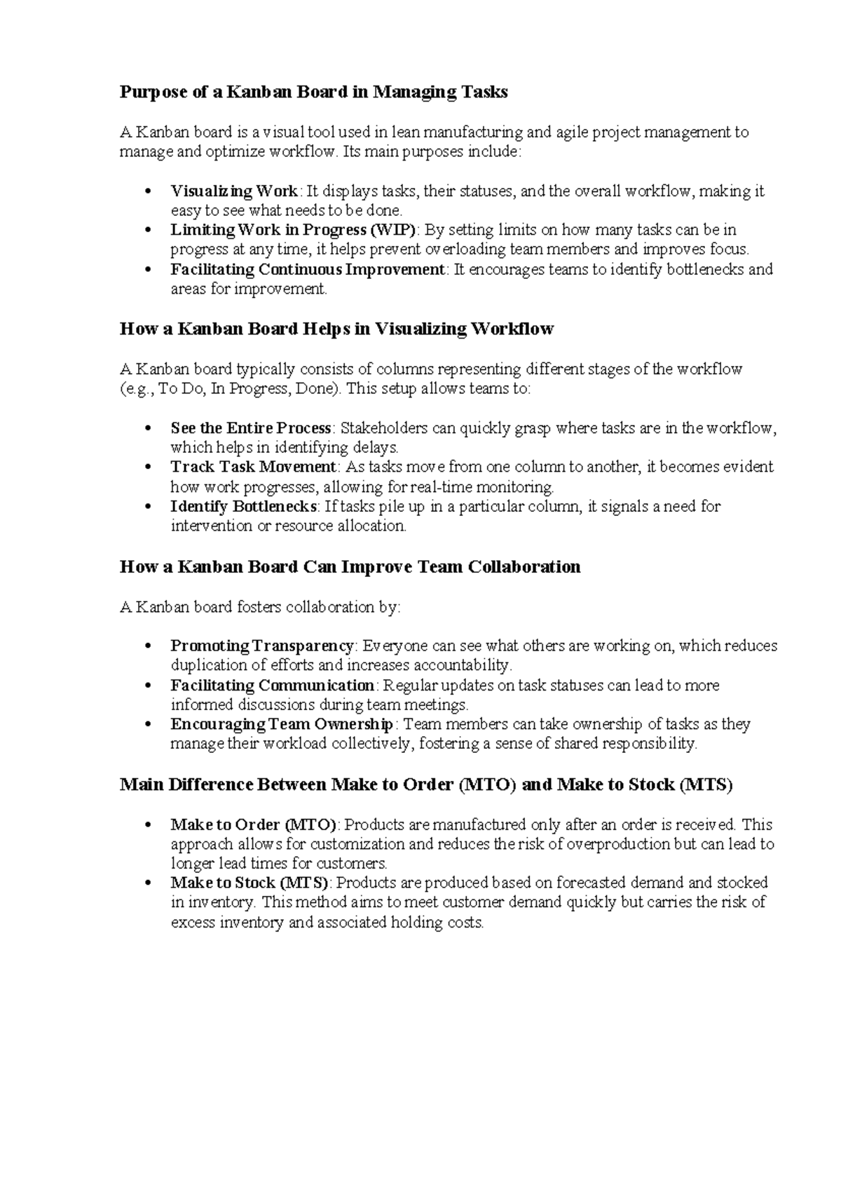 Purpose of a Kanban Board in Managing Tasks - Its main purposes include ...