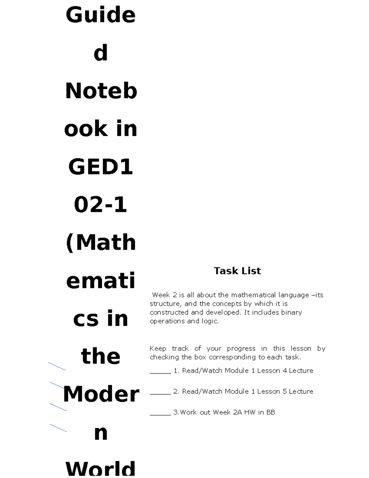 GED102 Week 2 WGN - GED 102 WEEK 2 HOmEWORK COURSEWORK ENJOY - Task ...