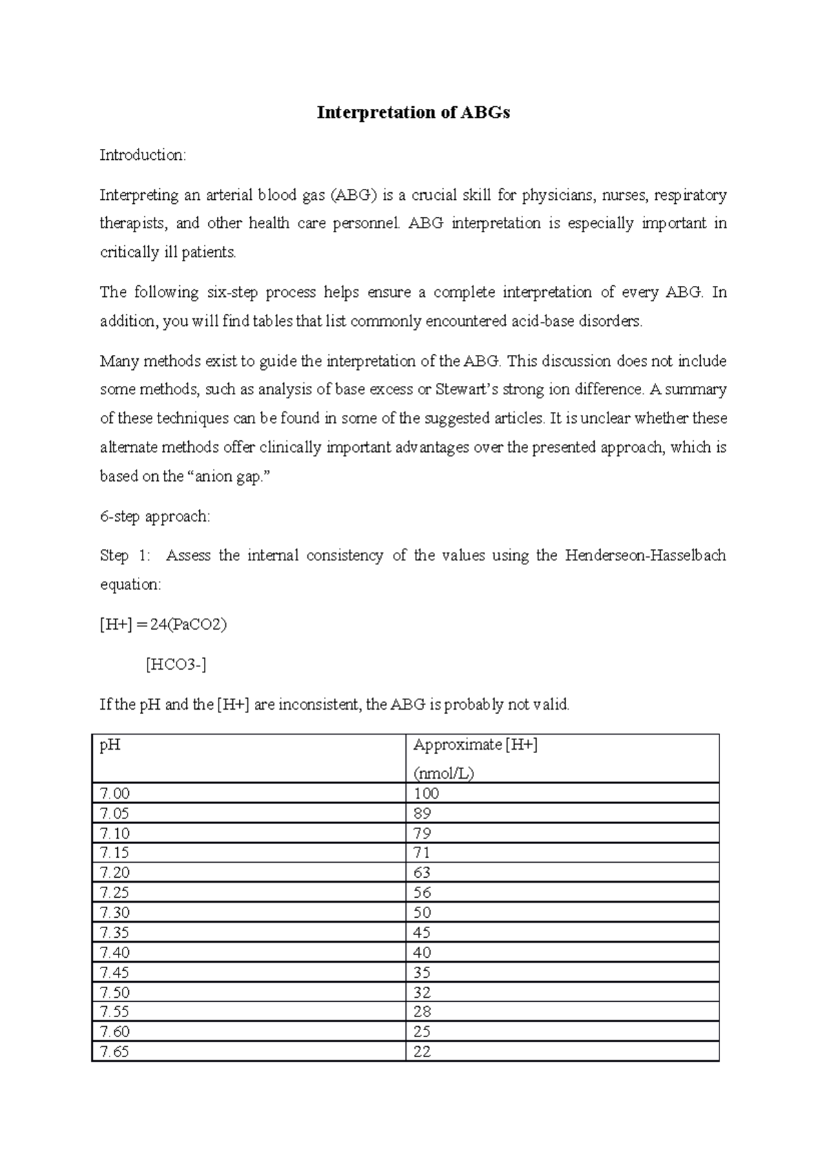 ABG Interpretation - Interpretation of ABGs Introduction: Interpreting ...