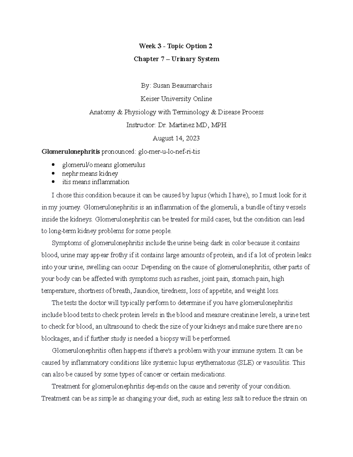 Week 3 Topic 2 Assignment for A and P - Week 3 - Topic Option 2 Chapter ...