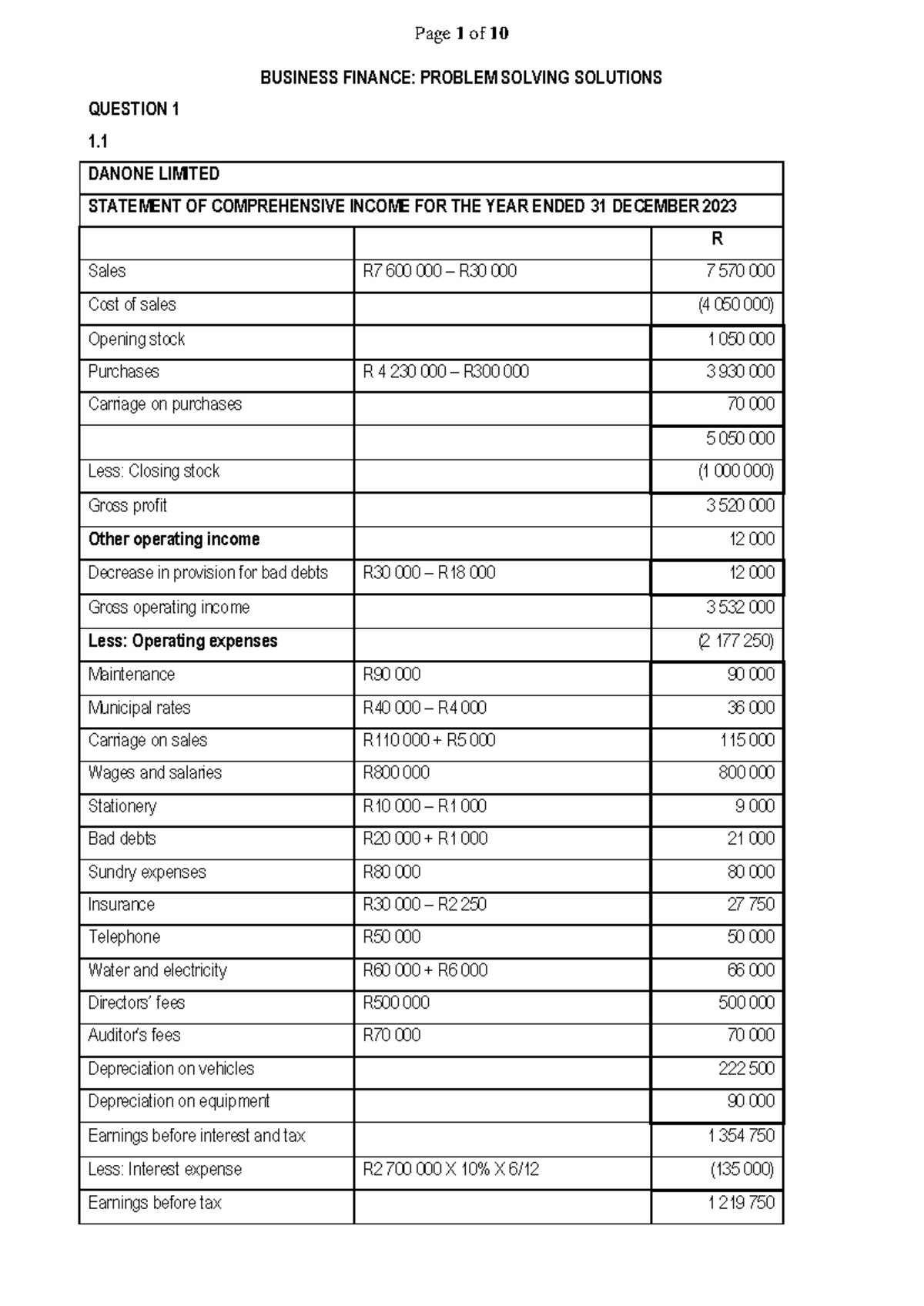 Busfin Problem Solving Solutions - BUSINESS FINANCE: PROBLEM SOLVING SOLUTIONS QUESTION ...