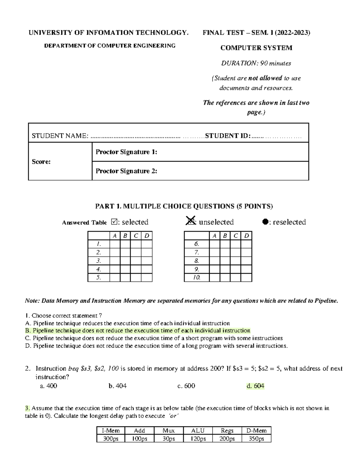 Final Exam HKI 2022-2023 BCU - UNIVERSITY OF INFOMATION TECHNOLOGY ...