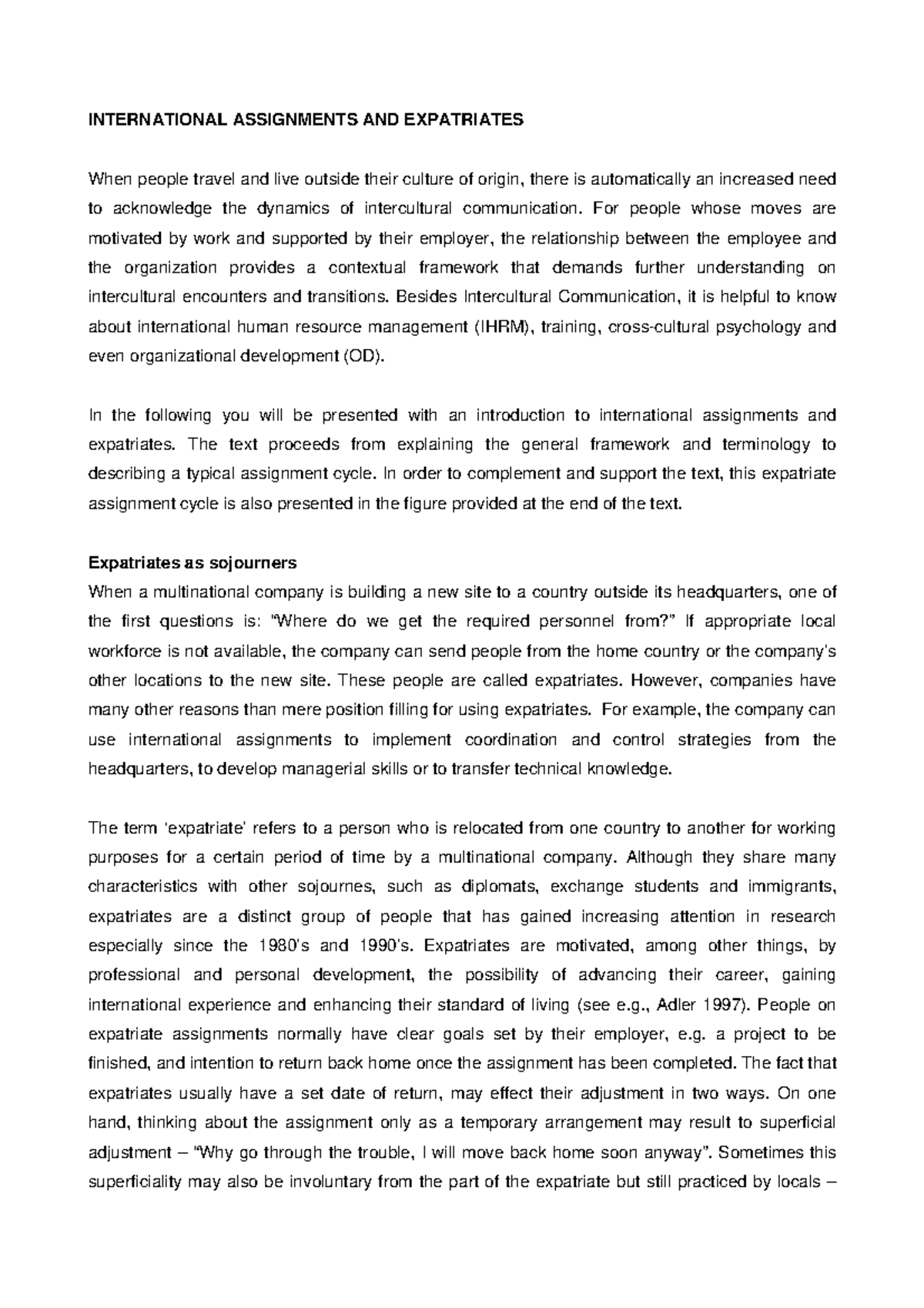 Konivuori expatriates - INTERNATIONAL ASSIGNMENTS AND EXPATRIATES When ...