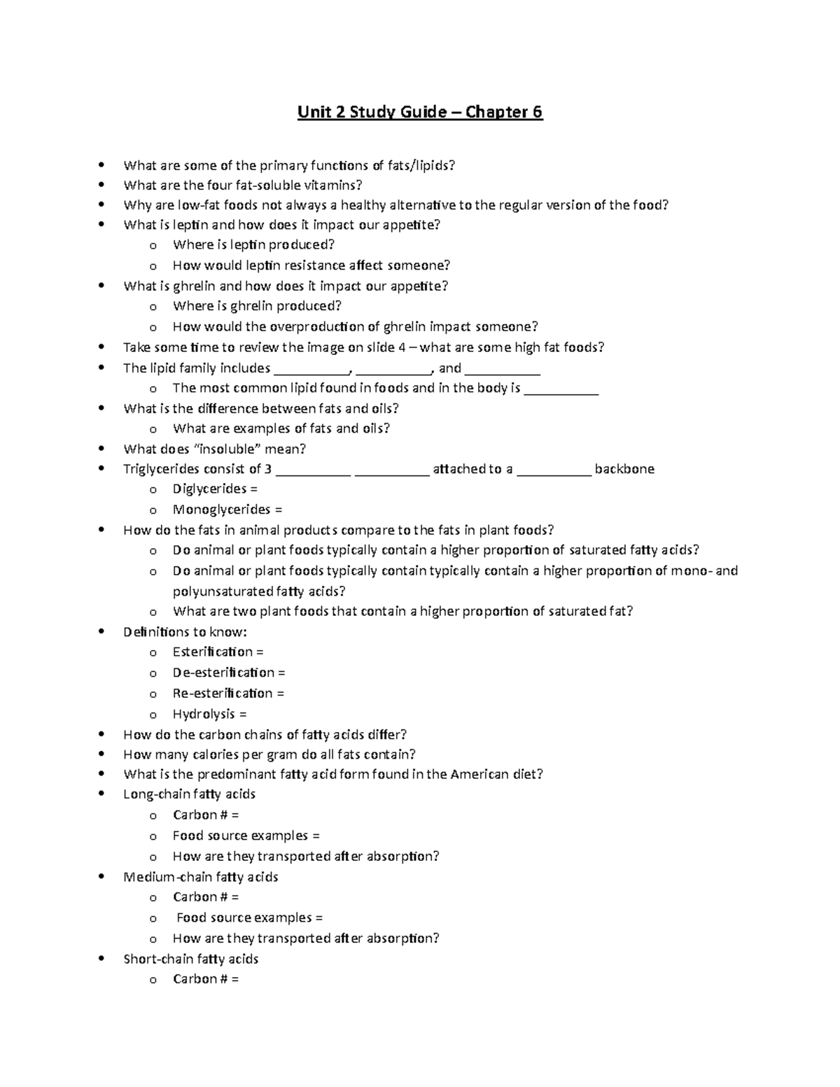 Unit 2 Study Guide - Chapter 6 - Unit 2 Study Guide – Chapter 6 What ...