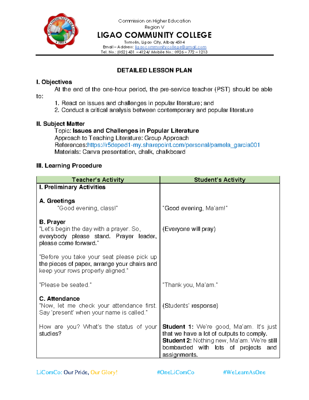 Group 6 (Issues in Popular Lit) - Commission on Higher Education Region V LIGAO COMMUNITY ...