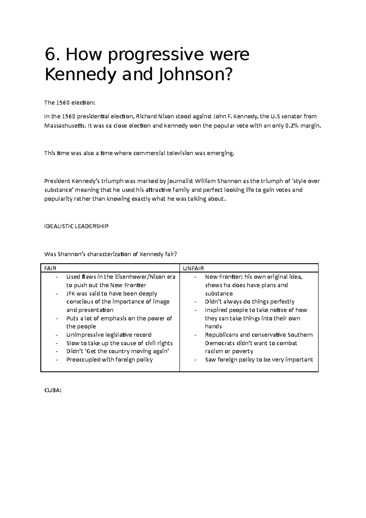 6 How progressive were Kennedy and Johnson - 6. How progressive were ...
