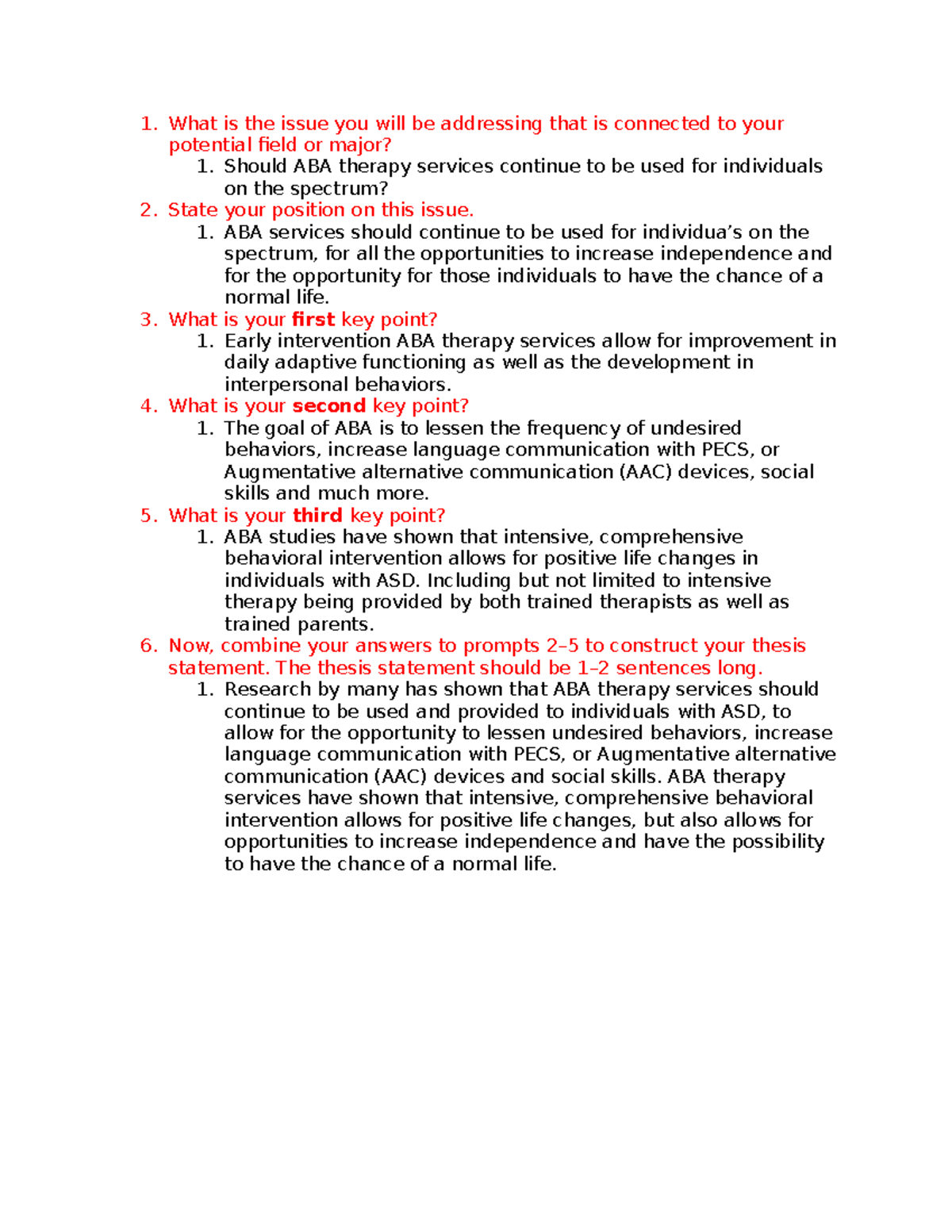 Activity-Thesis Identification - What is the issue you will be ...