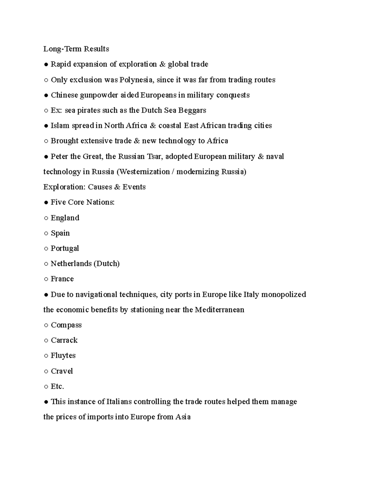 Exploration - World History comprises of the interaction between ...