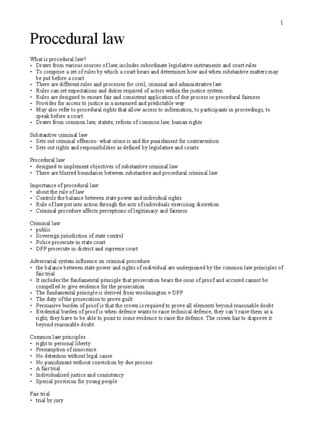 Ccp lecture notes - Procedural law What is procedural law? - Draws from ...