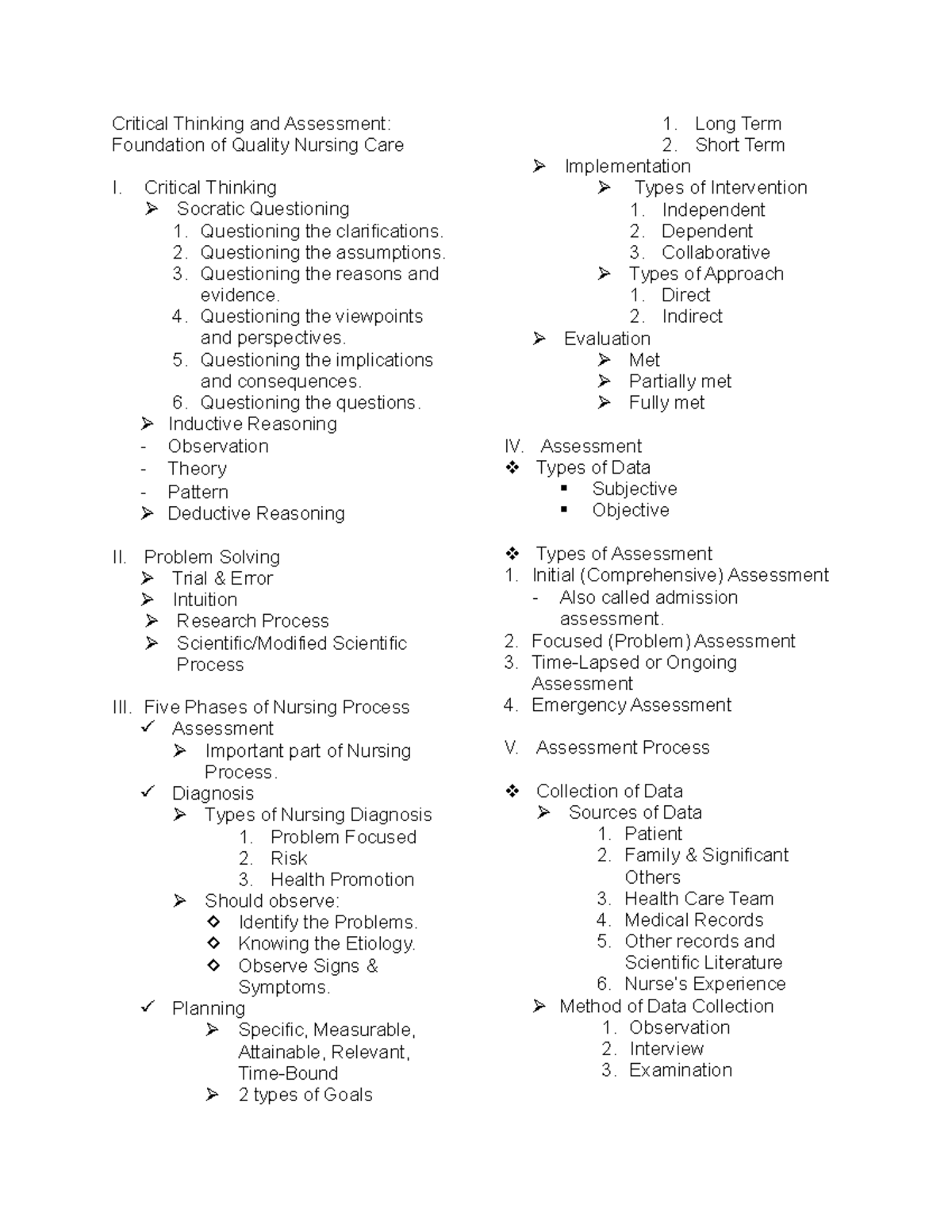Critical Thinking and Assessment - Critical Thinking and Assessment ...