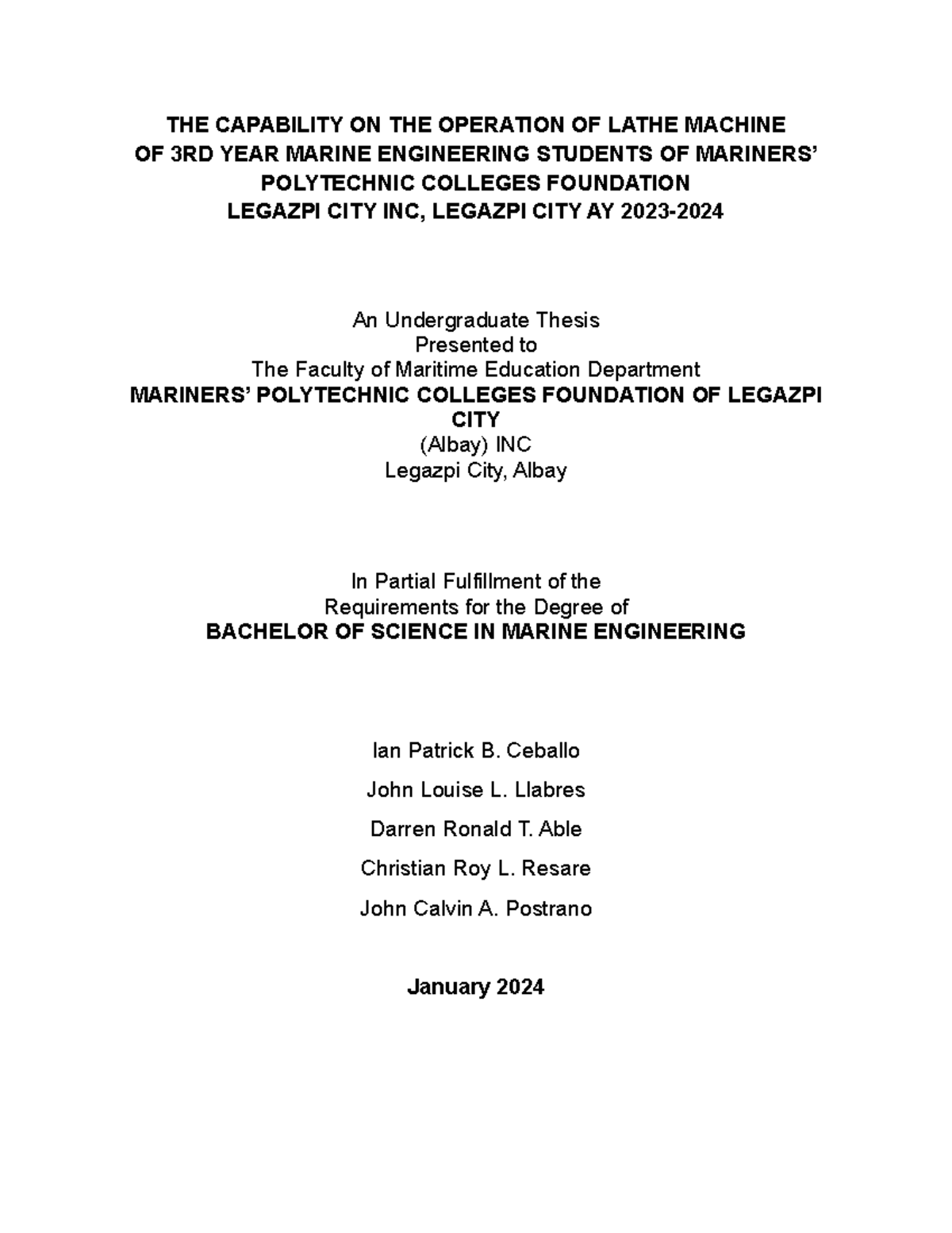 Bsmare 3rd Year Copy of Manuscript for Final Defense Ceballo et al ...