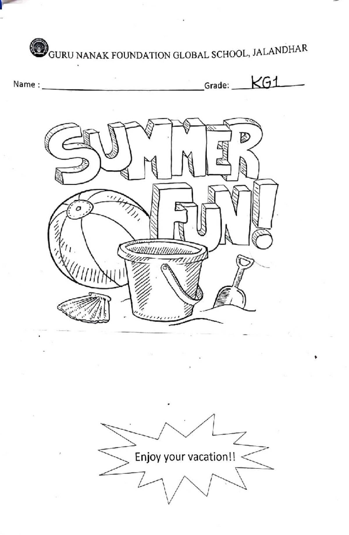 Holiday Homework Grade KG1 - Mathematics: Applications and ...