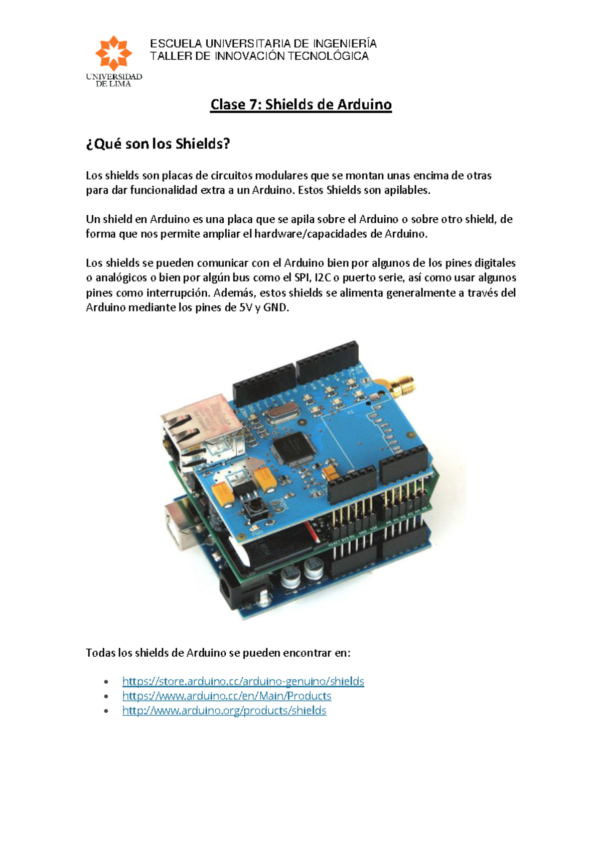 Arduino C7 Shields - eee - TALLER DE INNOVACIÓN TECNOLÓGICA Clase 7 ...