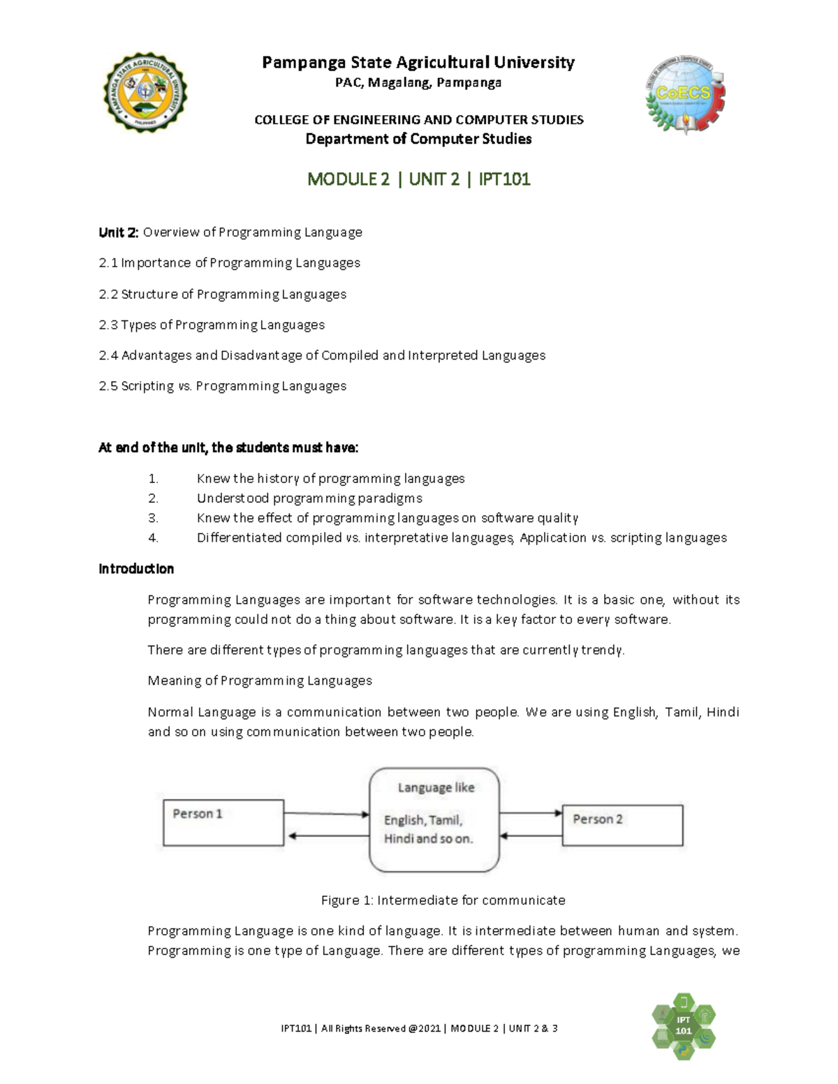 IPT101-Module 2-Unit2&3 - PAC, Magalang, Pampanga COLLEGE OF ENGINEERING AND COMPUTER STUDIES ...