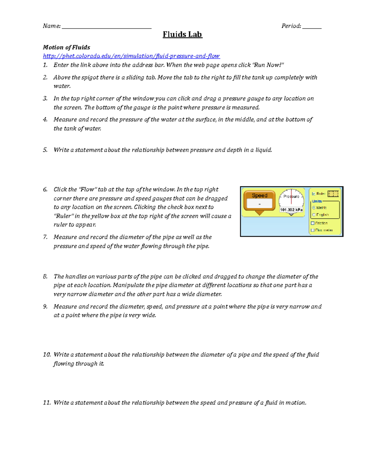 Lab 9 - Fluids Phet Lab 2 - Name ...
