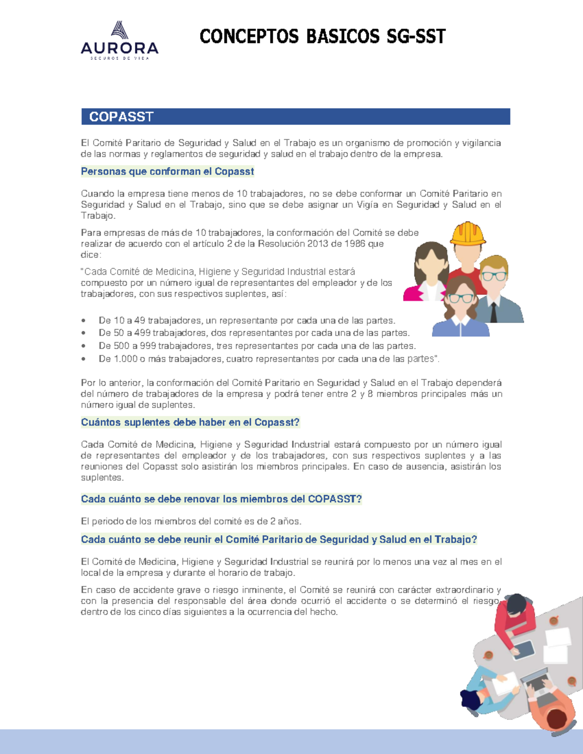 Conceptos basicos sg sst - COPASST El Comité Paritario de Seguridad y Salud en el Trabajo es un ...