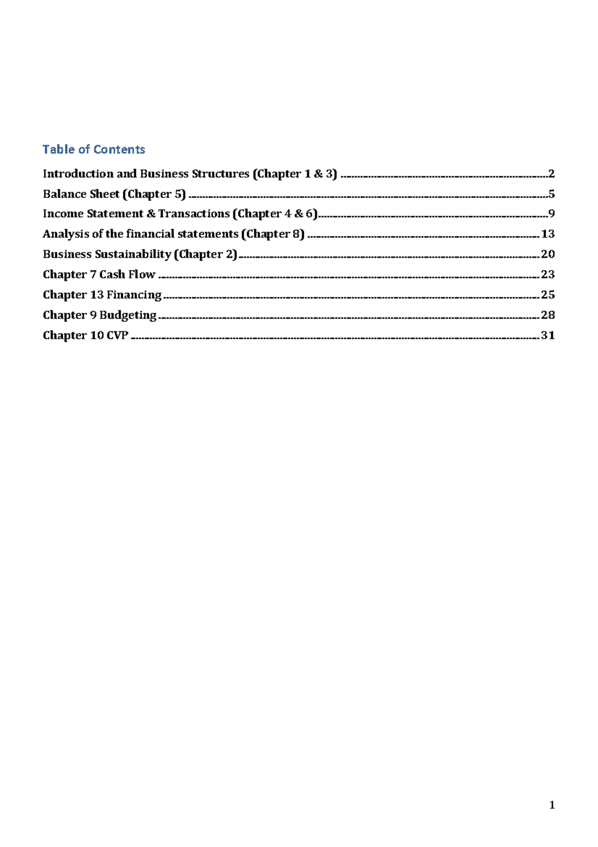 Introductory accounting - Table of Contents Introduction and Business ...
