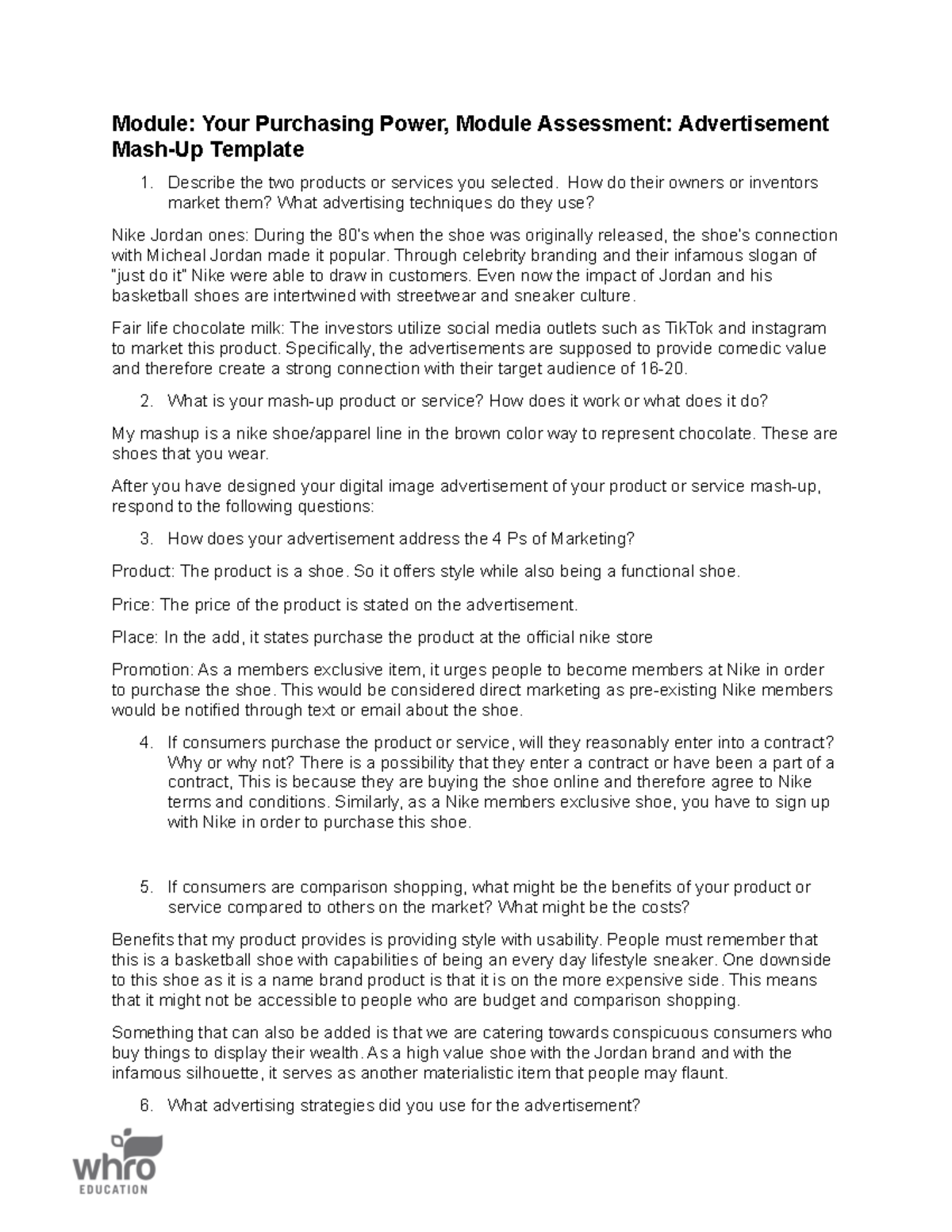 Mod5 assessment template - Module: Your Purchasing Power, Module ...