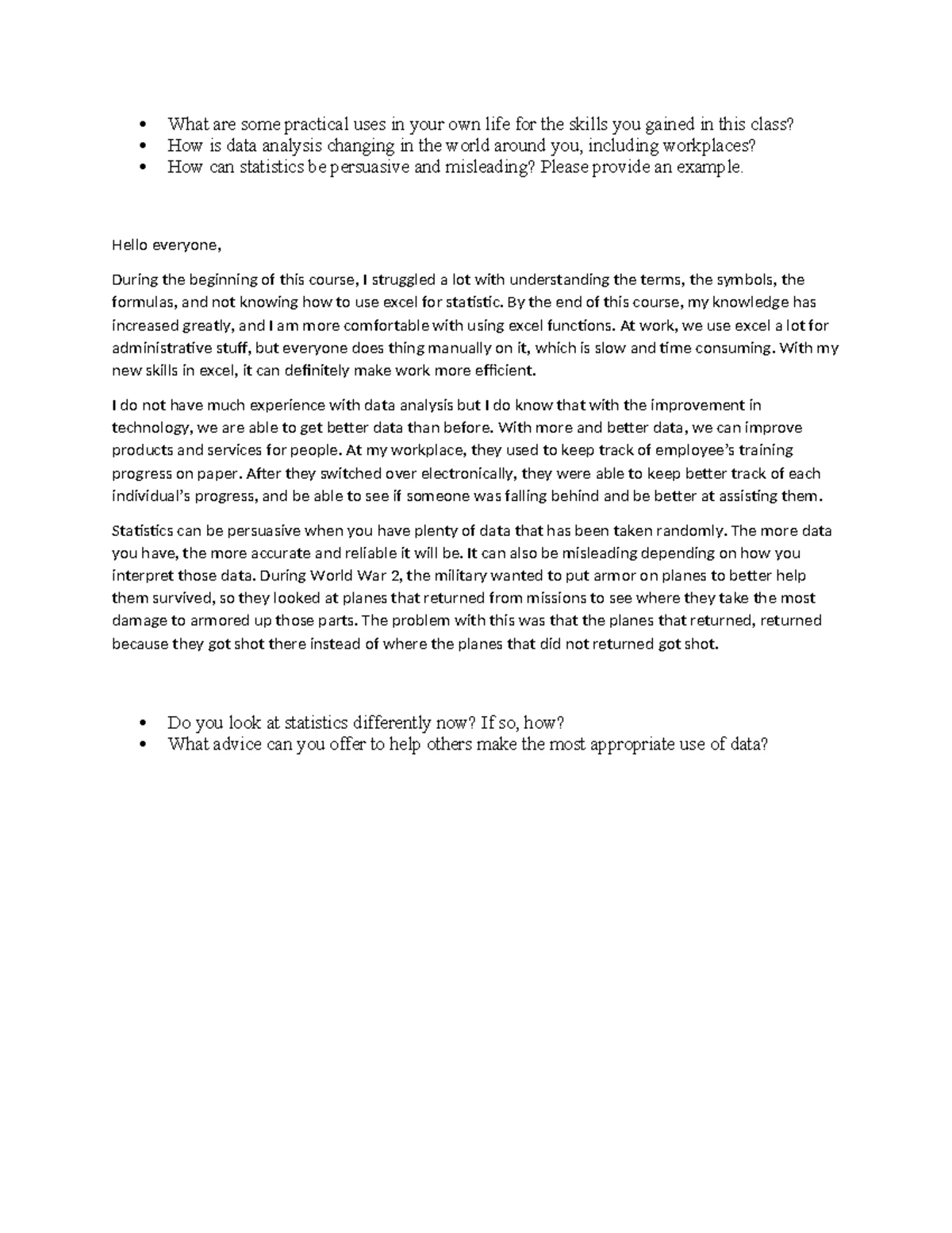 MAT 240 - Module 8 Discussion - What are some practical uses in your ...