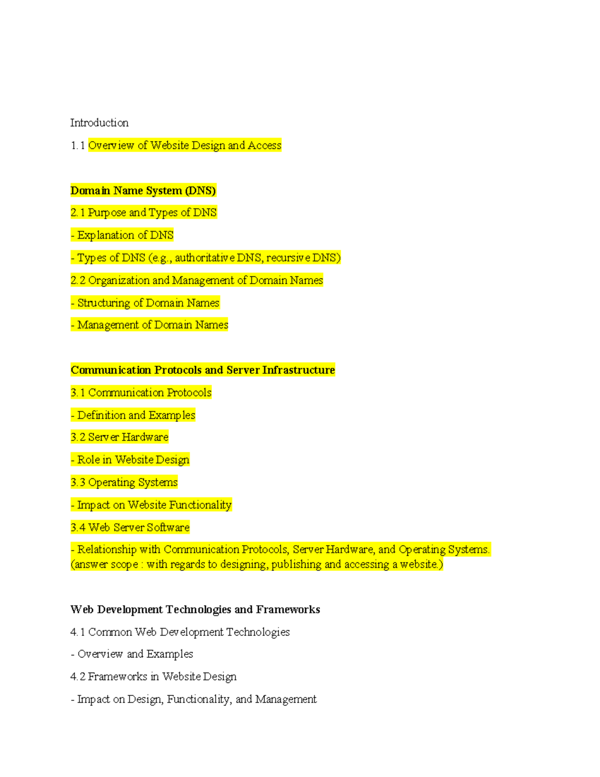 WDD assignment Guideline - Introduction 1 Overview of Website Design and Access Domain Name ...