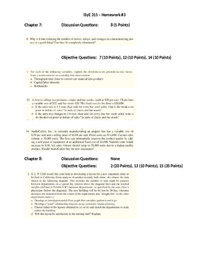 Homework 4 - Use this for preparation - ISyE 315 – Homework # Chapter ...
