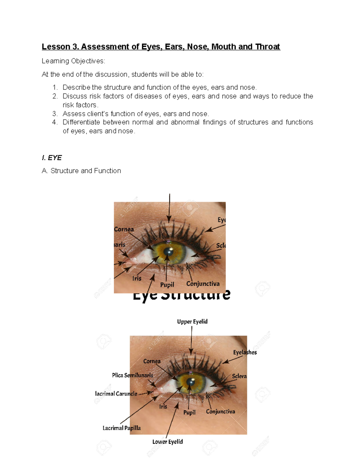 Module 3 - help me - Lesson 3. Assessment of Eyes, Ears, Nose, Mouth ...