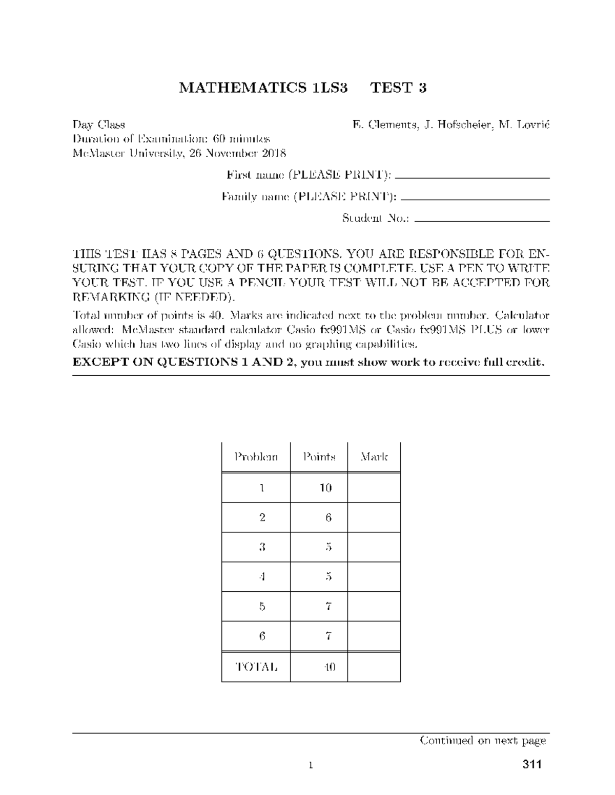 Test 3 - 1LS3 - just a practice test - MATHEMATICS 1LS3 TEST 3 Day ...