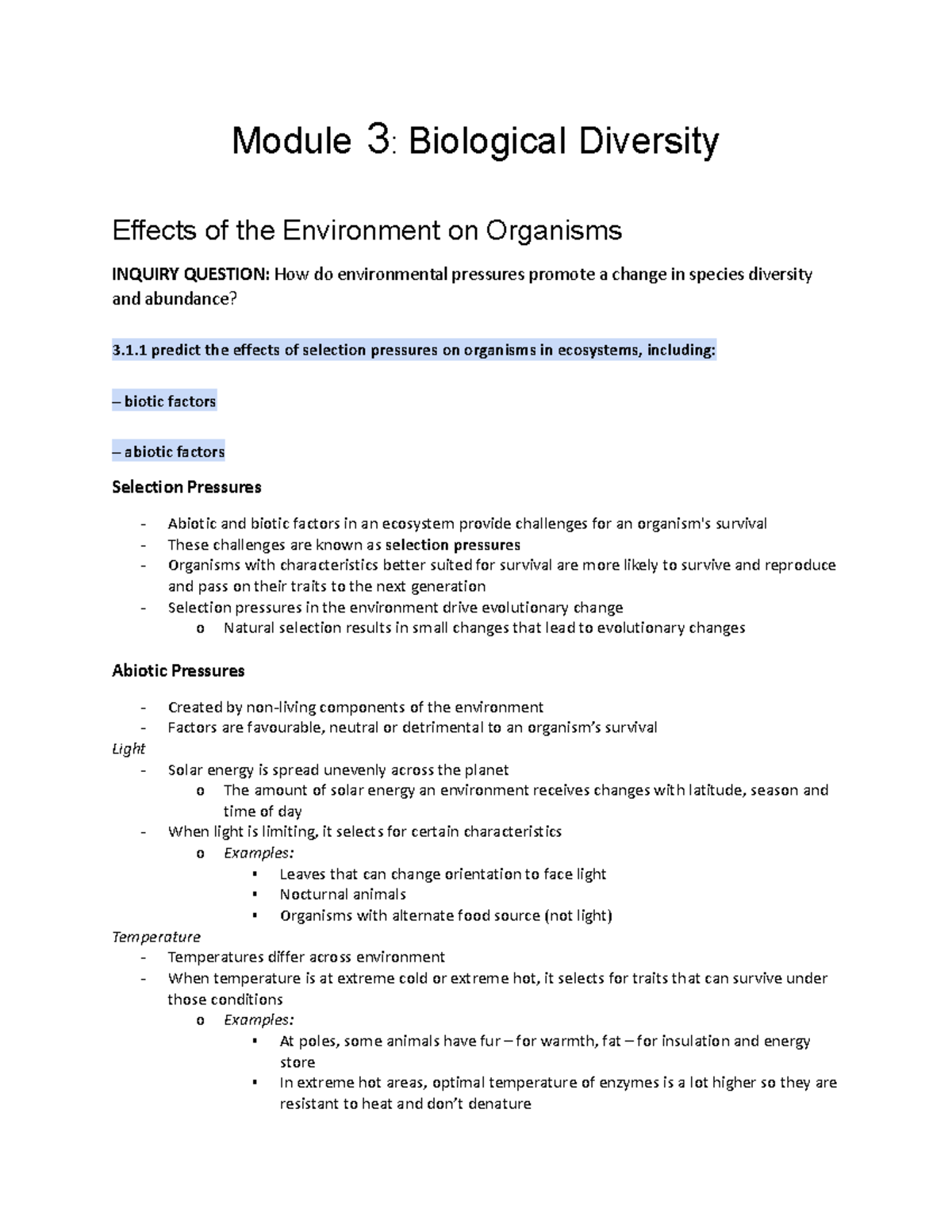 Module 3 Biological Diversity - Module 3 : Biological Diversity Effects ...