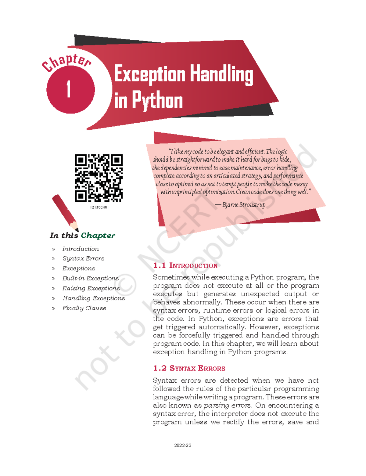 Lecs101 - In this Chapter » Introduction » Syntax Errors » Exceptions » Built-in Exceptions ...