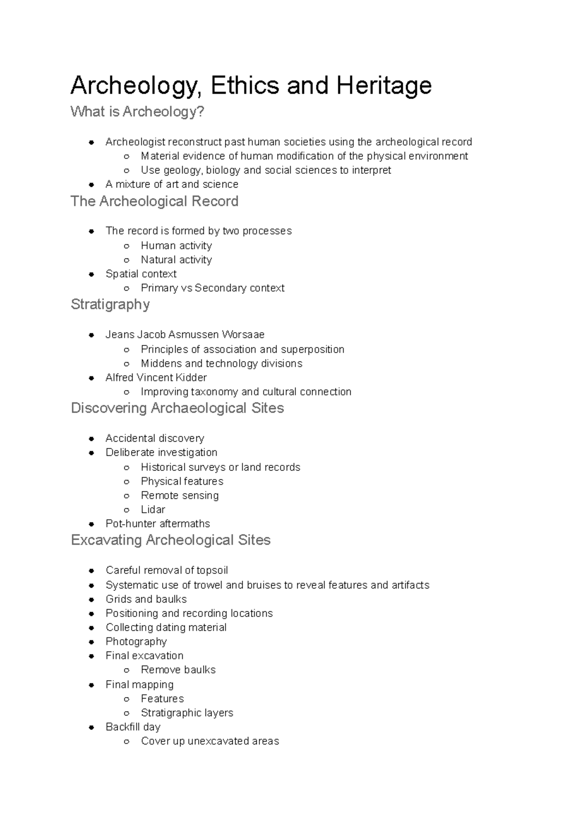 ANTH 1001 - Archeology, Ethics and Heritage - Archeology, Ethics and ...