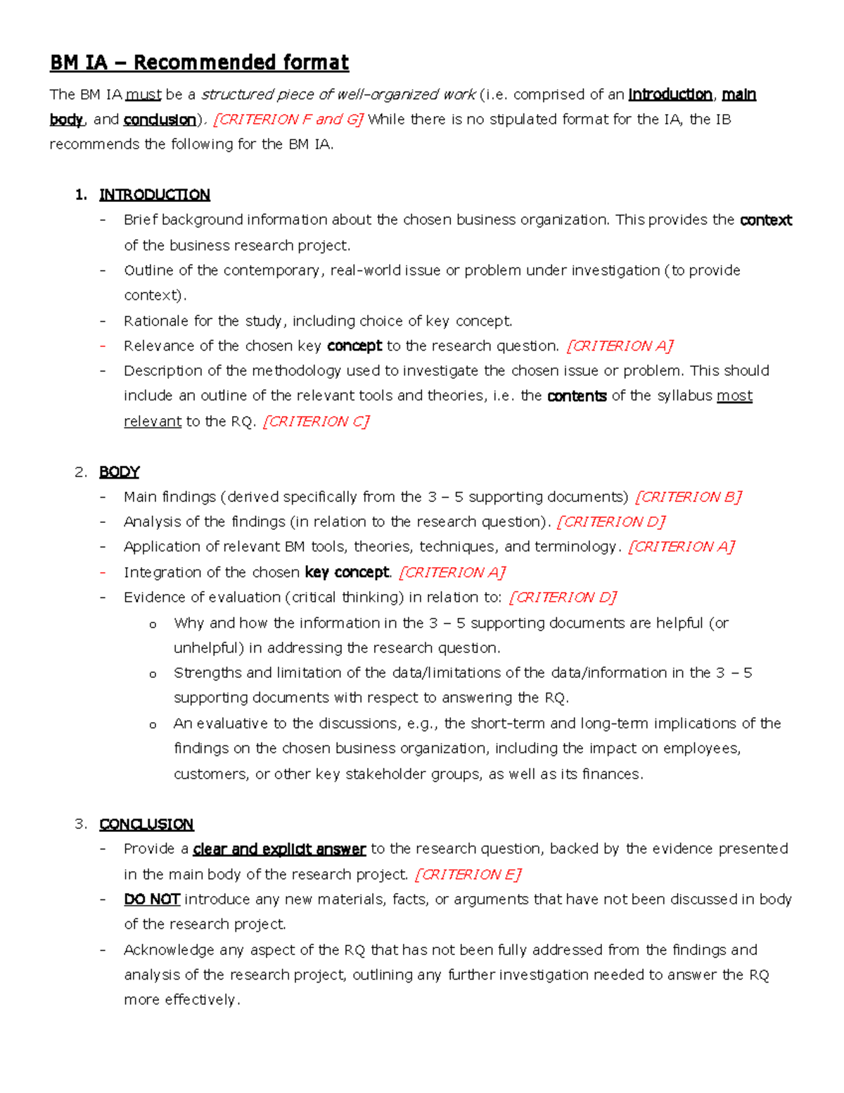 BM IA - Recommended Format - BM IA – Recommended format The BM IA must ...