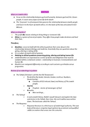 World Religions Midterm Guide - Judaism Judaism is the most ancient ...