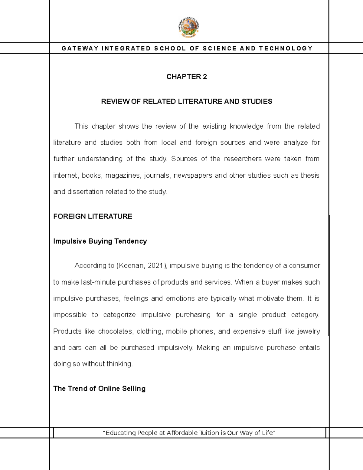 Chapter 2 Final Revise - n/a - CHAPTER 2 REVIEW OF RELATED LITERATURE ...
