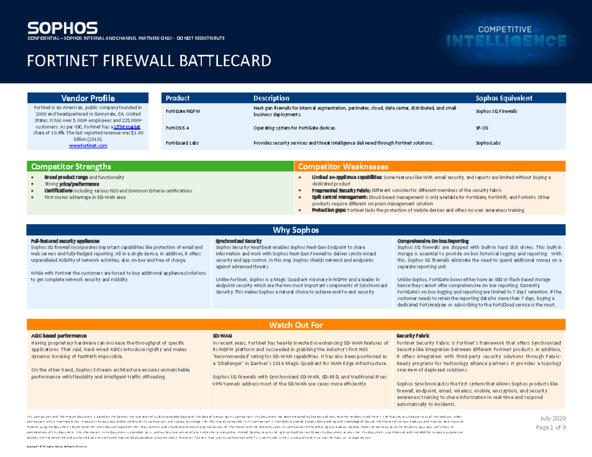 Sophos battlecard xg firewall vs fortinet - This comparison and ...