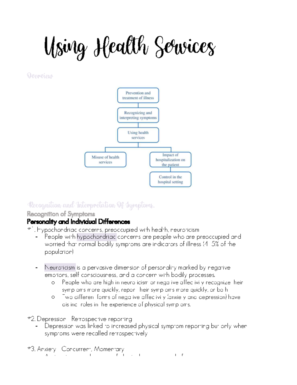 Using Health Services - Overview Recognition and Interpretation Of ...