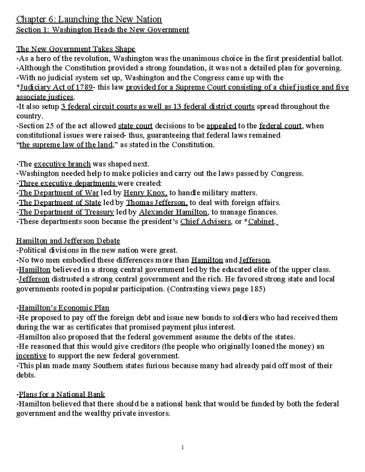 6 Notes - Easdcsa - Chapter 6: Launching the New Nation Section 1 ...