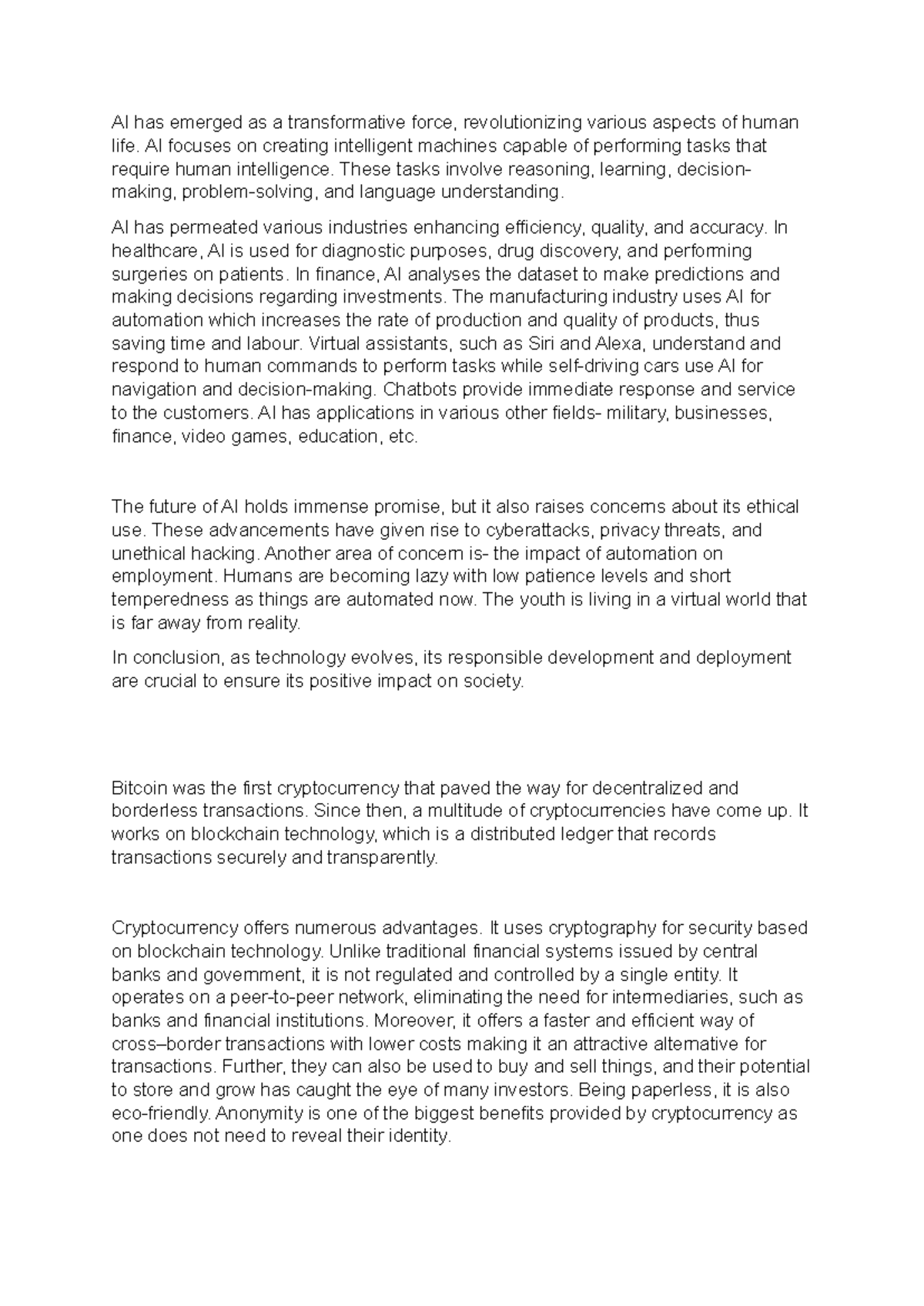 Essay 2 - AI has emerged as a transformative force, revolutionizing ...