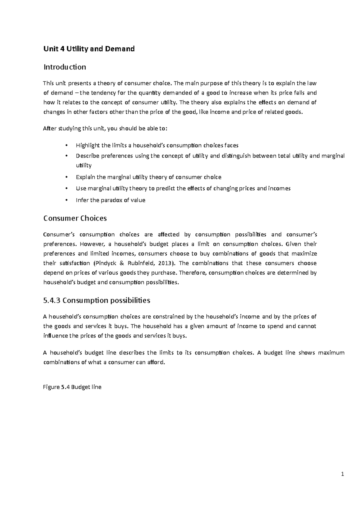 Unit 4 Utility and Demand - Unit 4 Utility and Demand Introduction This ...