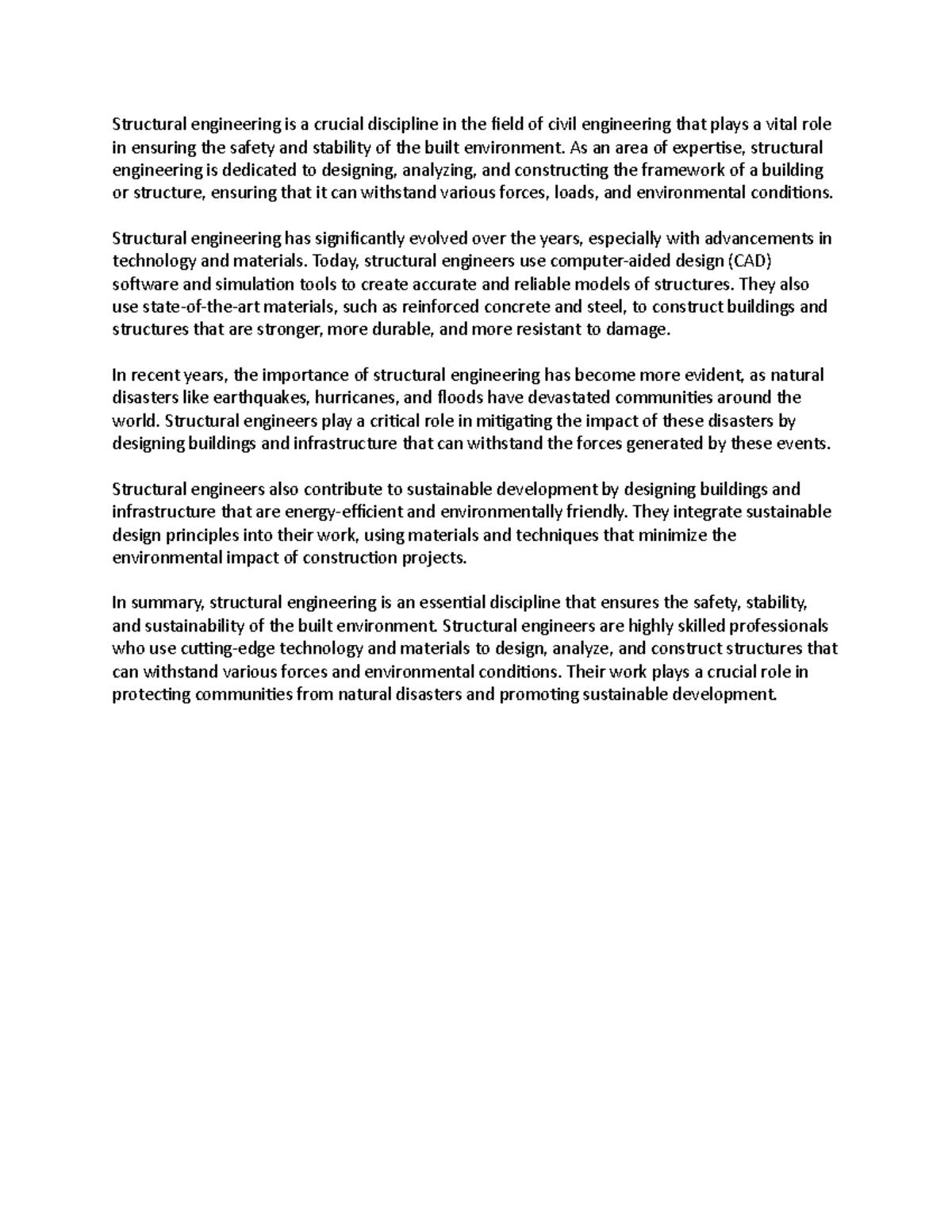Structural engineering is a crucial discipline in the field of civil ...
