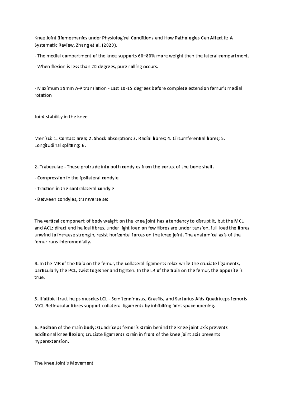 Knee1 - knee stability - Knee Joint Biomechanics under Physiological ...
