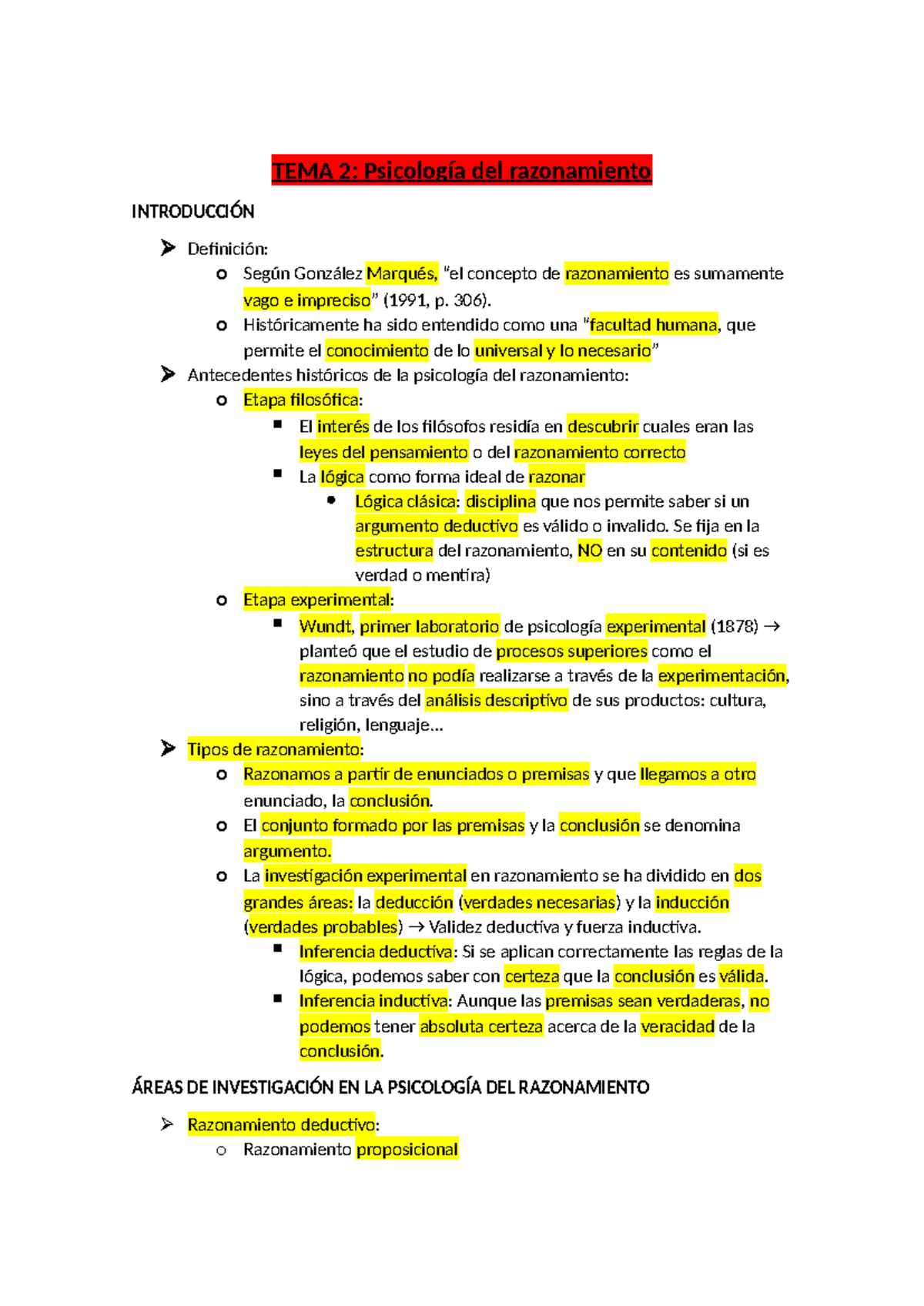 Esquema T.2 pensamiento - TEMA 2: Psicología del razonamiento INTRODUCCIÓN Definición: o Según ...