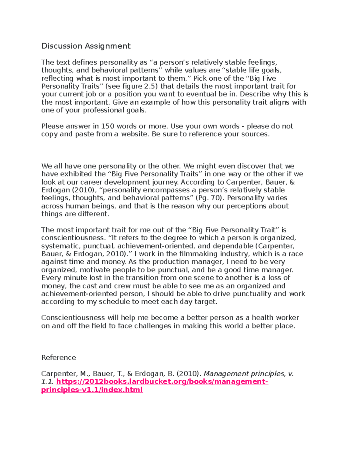 DF WEEK TWO - discussion forum - Discussion Assignment The text defines ...