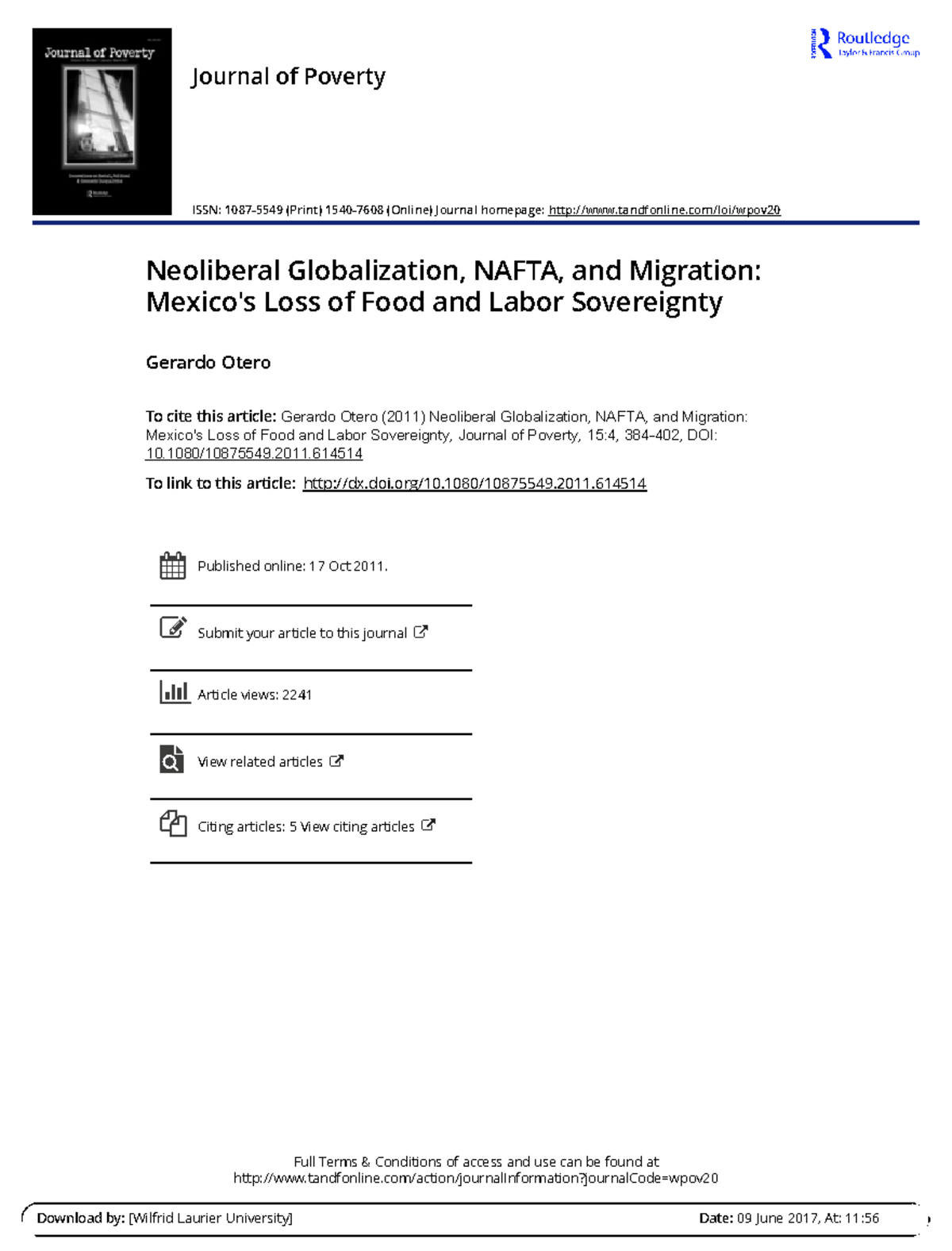 Neoliberal Globalization Nafta and Migration Mexico s Loss of Food and ...