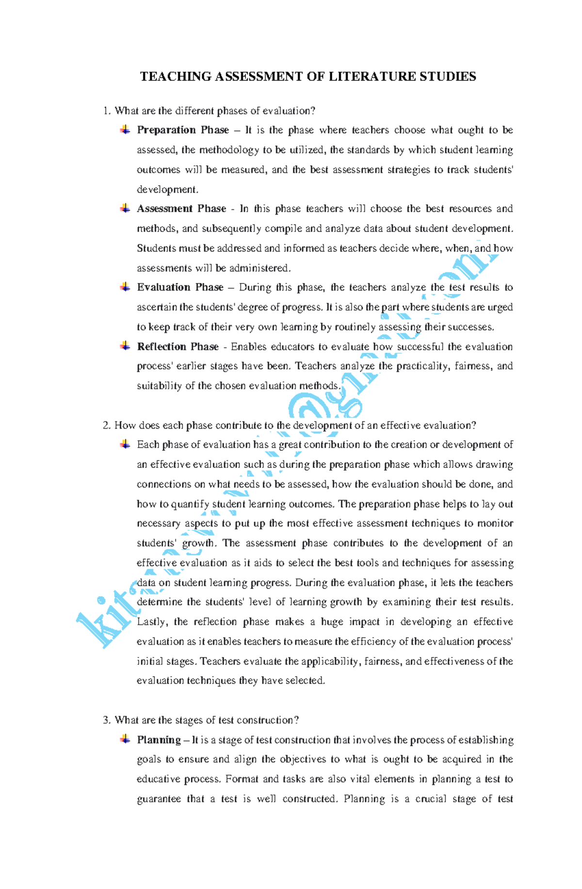 Teaching Assessment OF Literature Studies - TEACHING ASSESSMENT OF ...