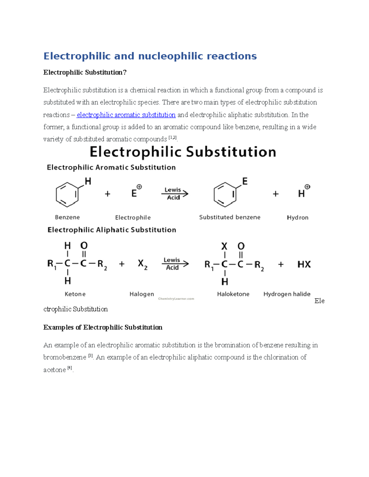 Electrophilic and nucleophilic reactions - Electrophilic and ...
