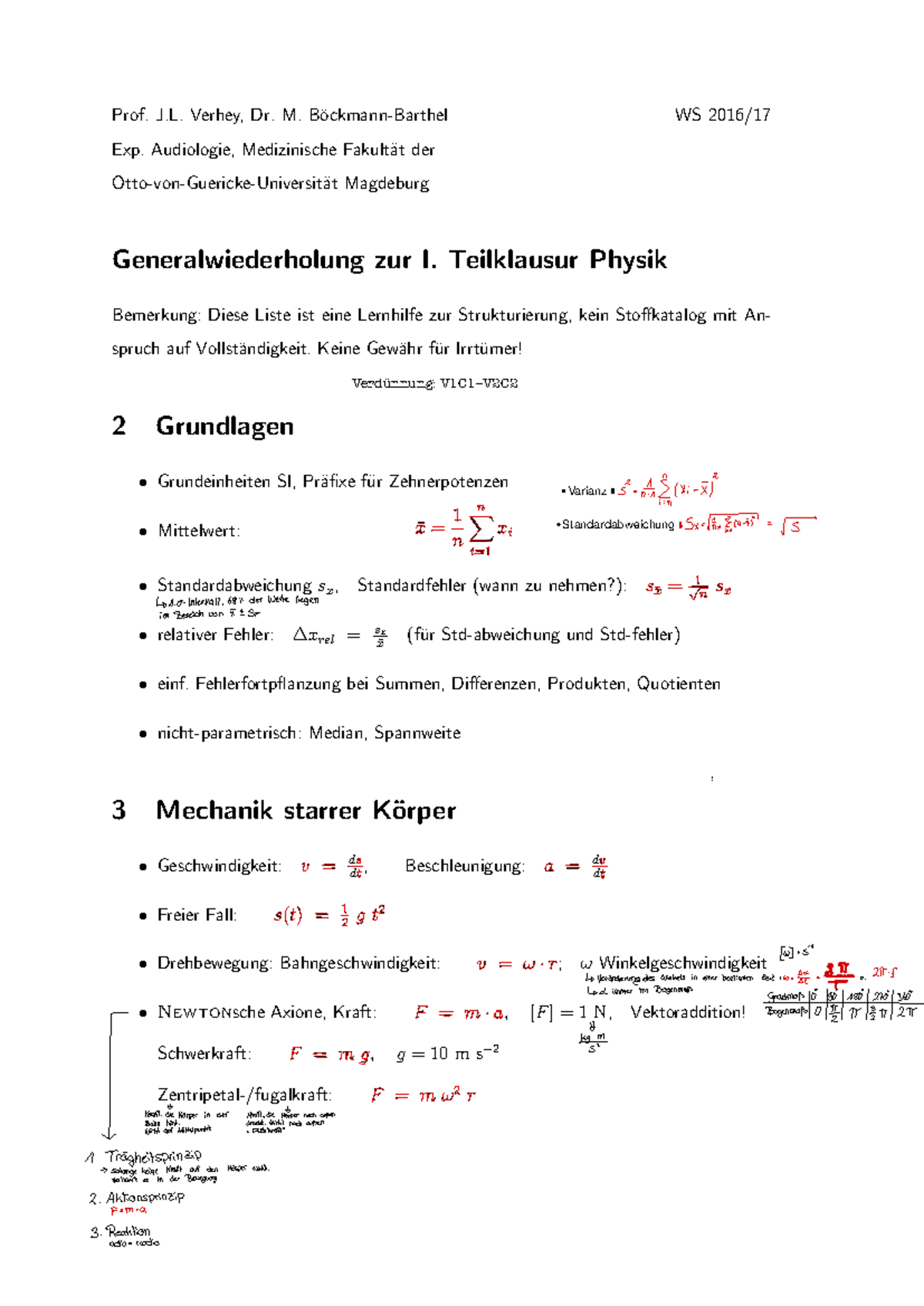 Formelsammlung - Skript - ####### Prof. J. Verhey, Dr. M. B ̈ockmann ...