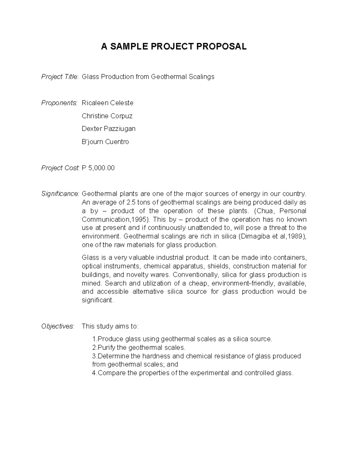 Sample-research-proposal - A SAMPLE PROJECT PROPOSAL Project Title ...