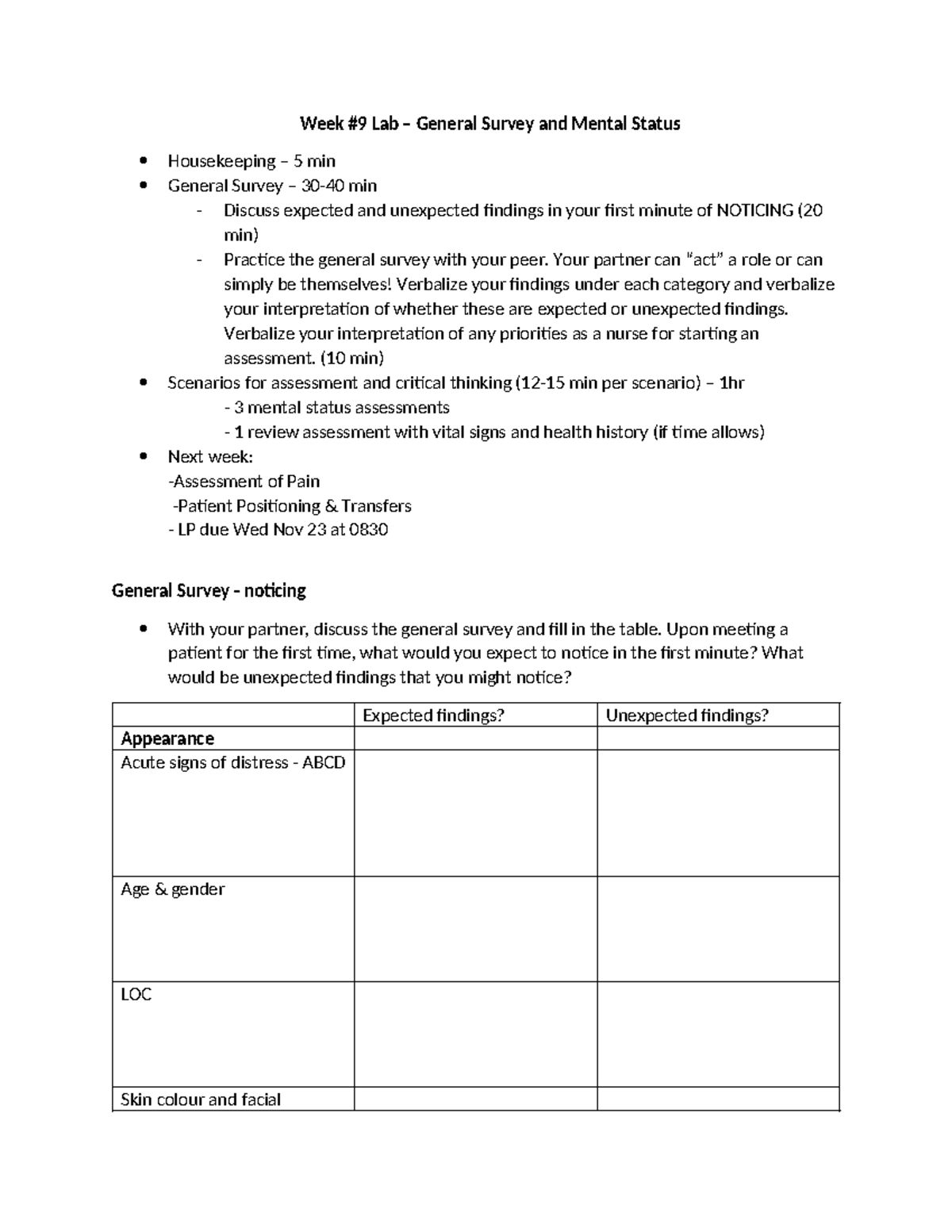 N1I02 Week #9 MM lab plan and scenarios 2022 - Week #9 Lab – General ...