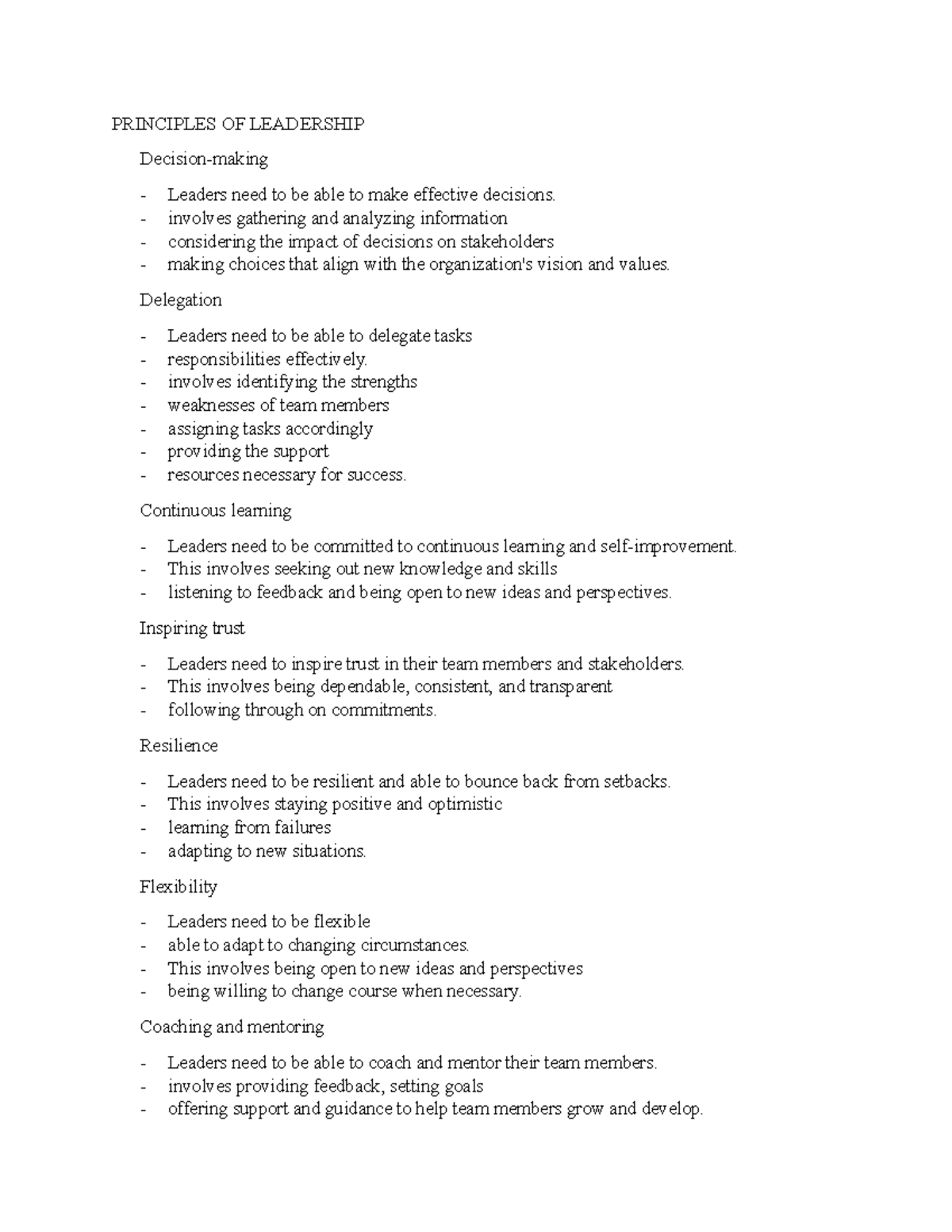 Principles OF Leadership Notes 2 - PRINCIPLES OF LEADERSHIP Decision ...